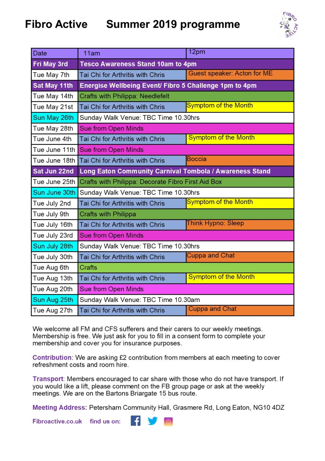 Group programme - Fibromyalgia Support Group Long Eaton